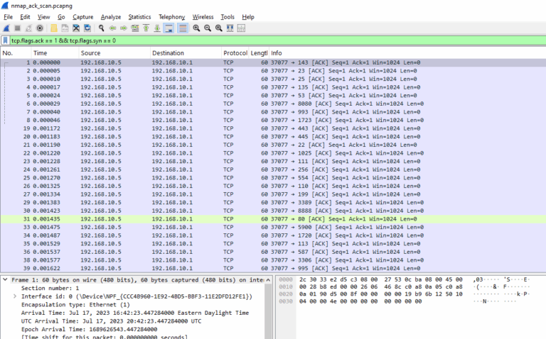 Identifying Nmap Scanning Techniques with Wireshark – The Cyber Fort
