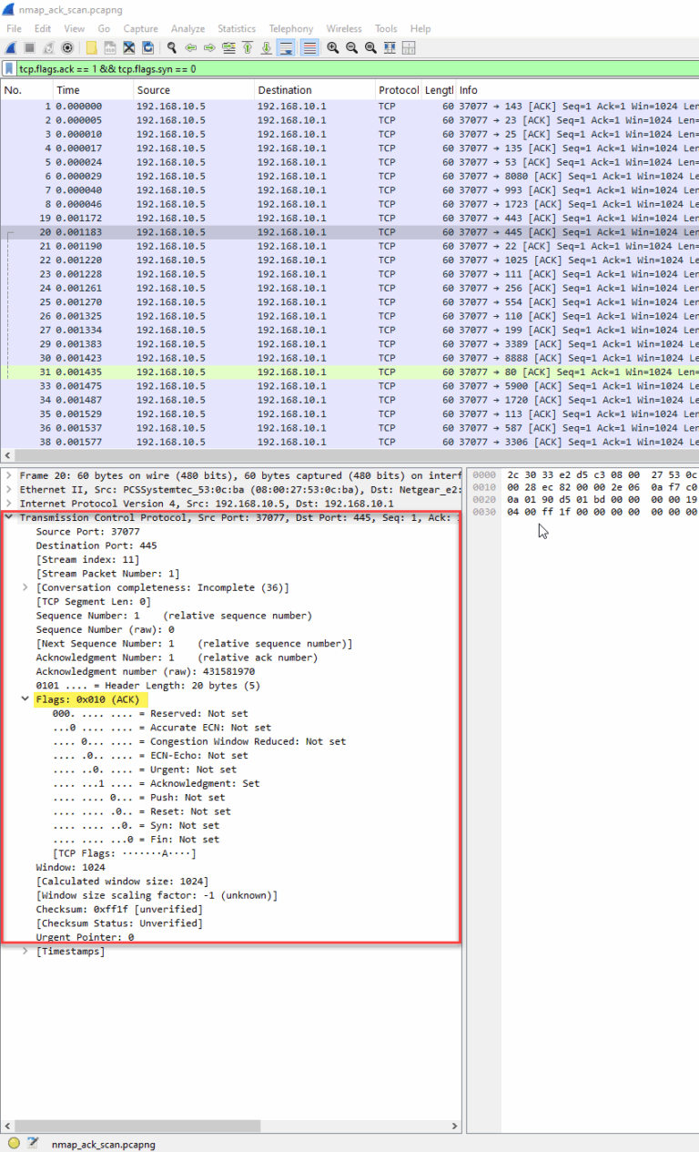 Identifying Nmap Scanning Techniques with Wireshark – The Cyber Fort