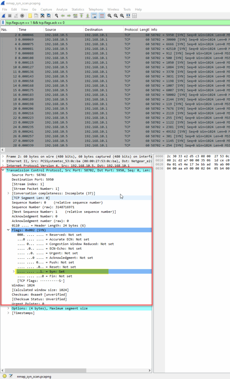 Identifying Nmap Scanning Techniques with Wireshark – The Cyber Fort